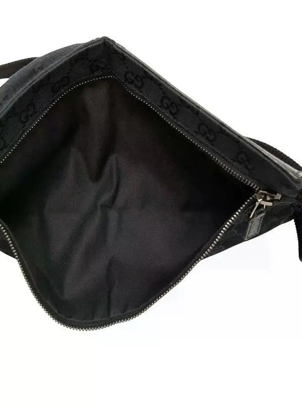 Gucci Gg Canvas Double Pocket Belt Bag - Black