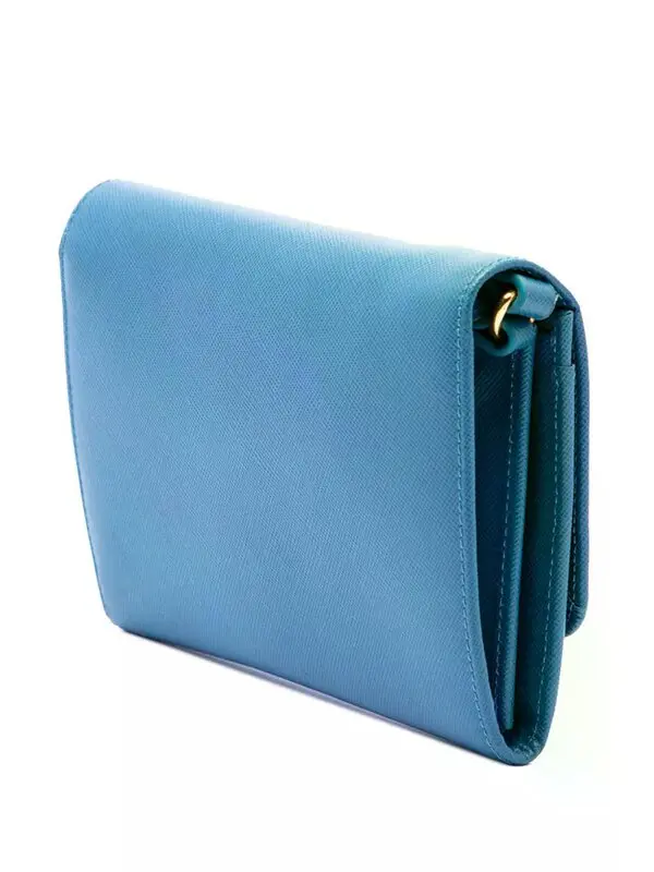 Prada Saffiano Lux Wallet On Strap Crossbody Bag - Blue