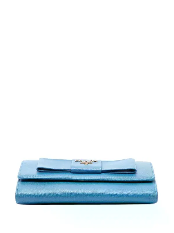 Prada Saffiano Lux Wallet On Strap Crossbody Bag - Blue
