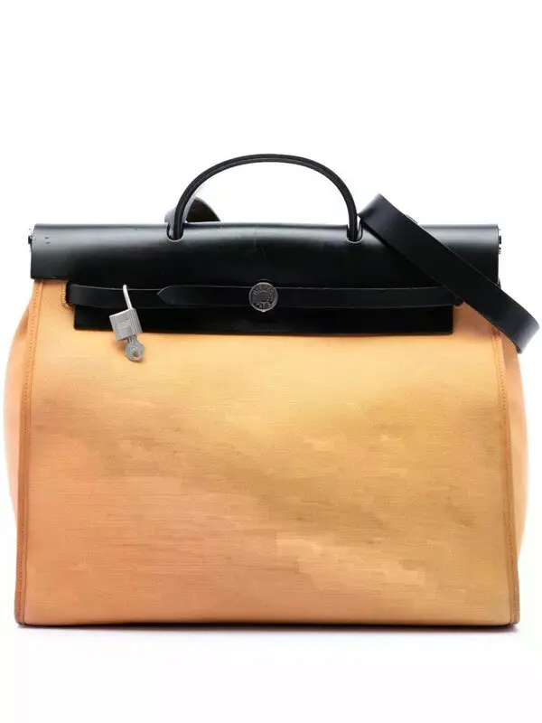 Hermès Toile Herbag Zip 39 Satchel - Orange