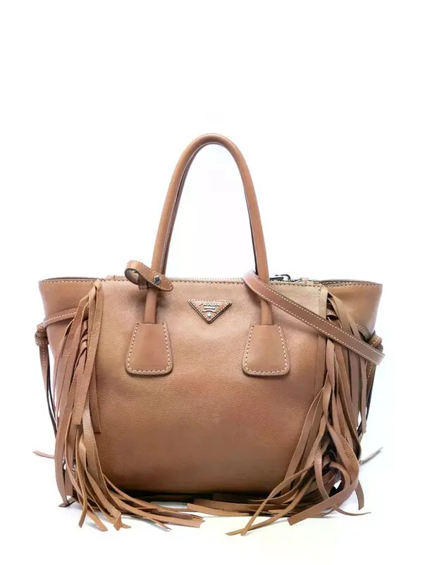 Prada Glace Calf Fringed Twin Pocket Satchel