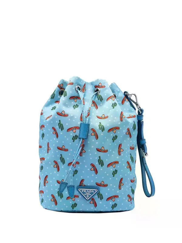 Prada 2013-2026 Tessuto Sombrero And Cactus Drawstring Pouch - Blue