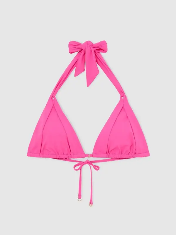 REISS Riah Matilda Triangle Bikini Top - Pink