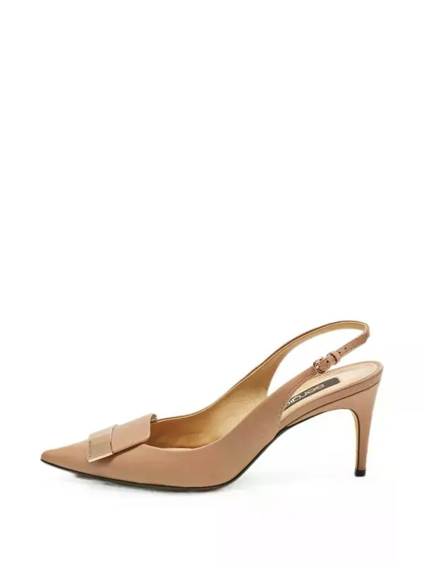 SERGIO ROSSI Beige Leather Slingback Pumps