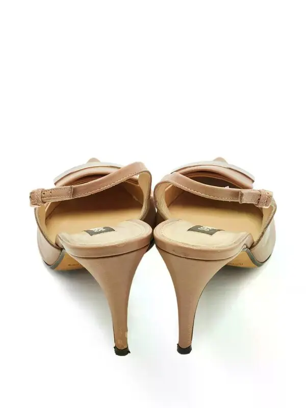 SERGIO ROSSI Beige Leather Slingback Pumps