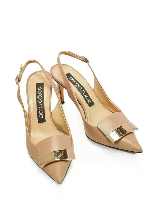 SERGIO ROSSI Beige Leather Slingback Pumps