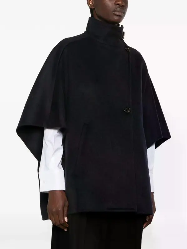 Max Mara Derrik Buckle-detail High-neck Cape - Blue