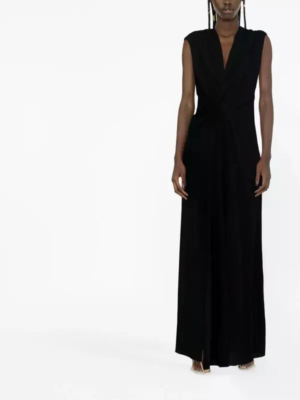 Alberta Ferretti Sleeveless V-neck Maxi Dress With Cut-out Detailing - Black