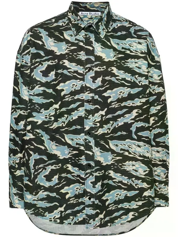 Acne Studios Abstract-pattern Organic-cotton Shirt