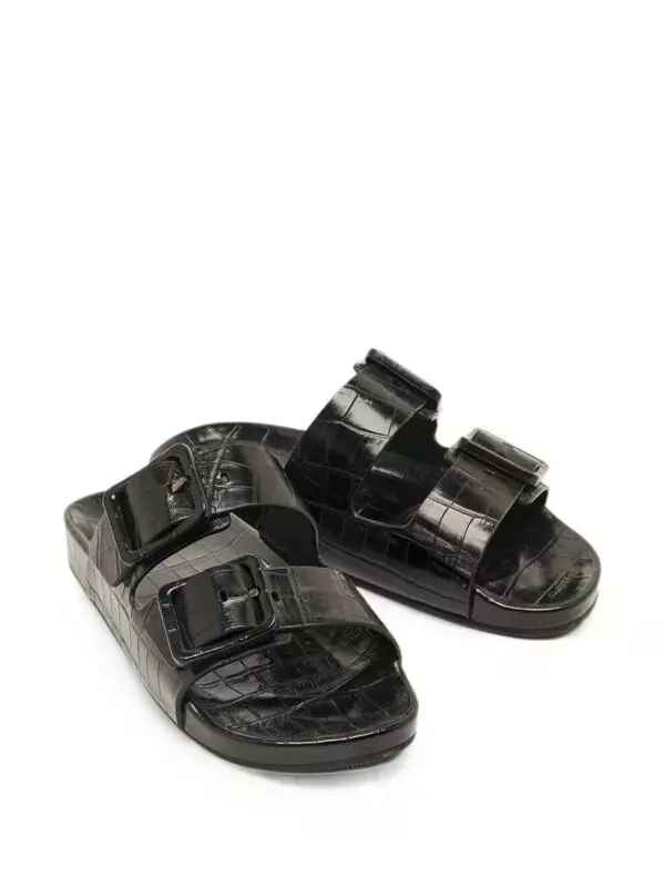 Balenciaga Mallorca Crocodile-embossed Buckle Sandals