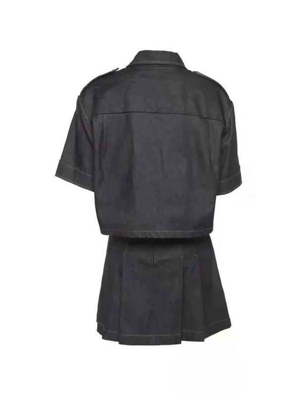 Sandro Cropped Mini Skirt Set With Contrast Stitching