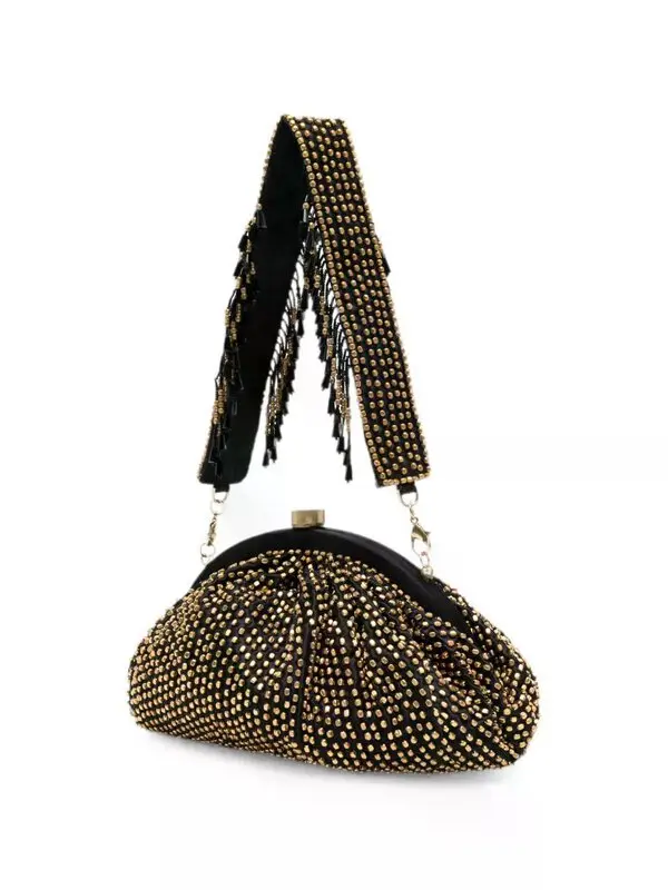 SLO_HAND_MADE Embellished Clutch Bag With Chain Strap - Gold