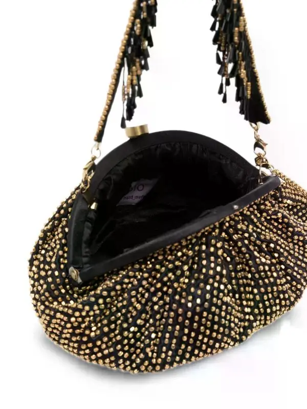 SLO_HAND_MADE Embellished Clutch Bag With Chain Strap - Gold