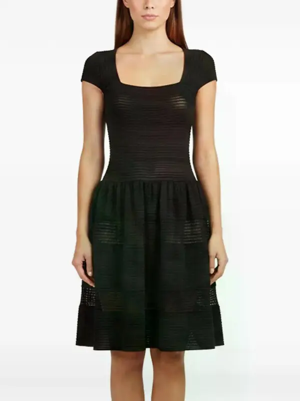 Valentino Garavani Patterned Knit Square Neck Short Sleeve Dress