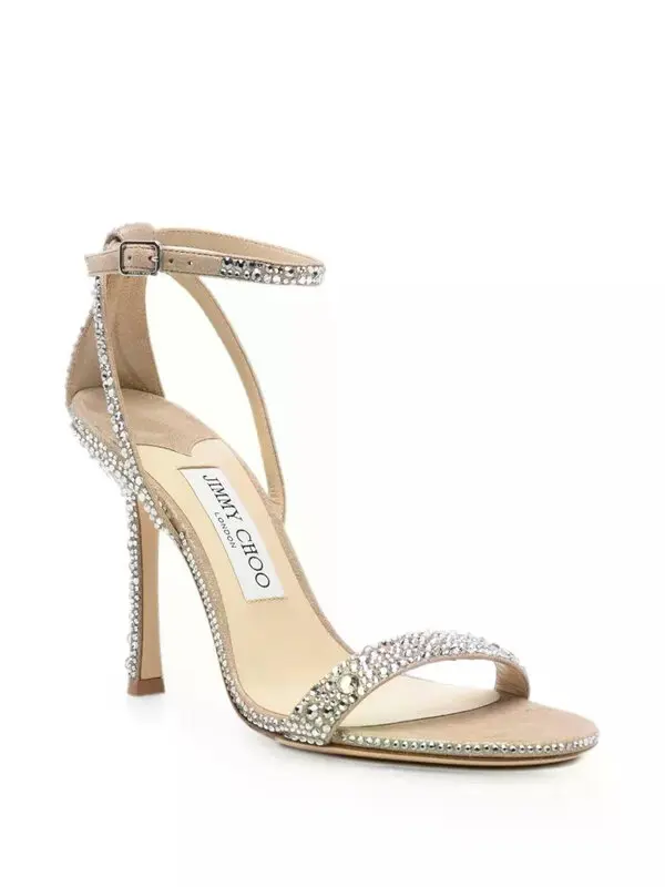 JIMMY CHOO Moza Crystal-embellished Stiletto Sandals - Neutrals