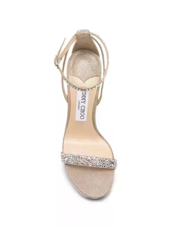 JIMMY CHOO Moza Crystal-embellished Stiletto Sandals - Neutrals