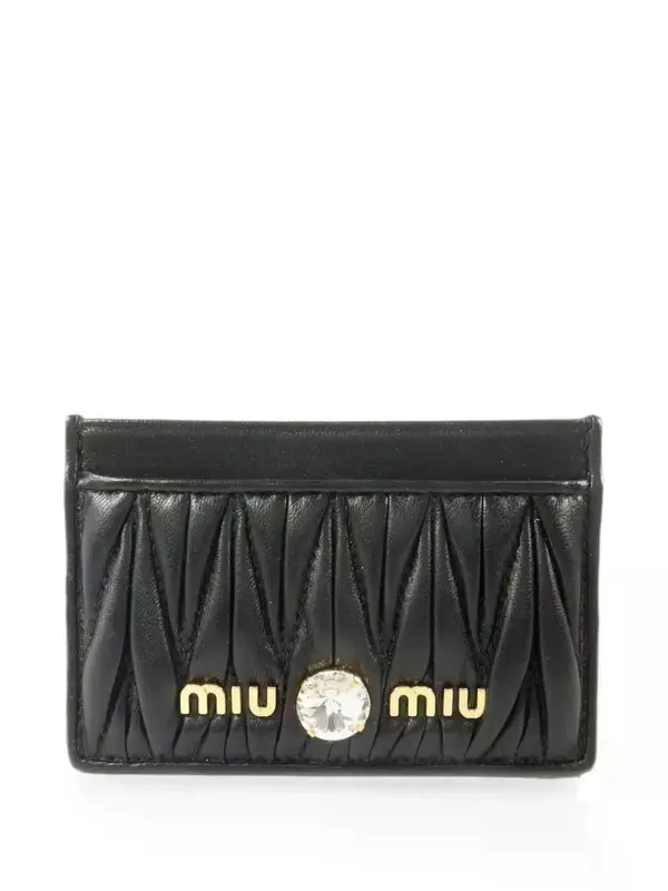 Miu Miu Matelassé Crystal-embellished Card Case - Black