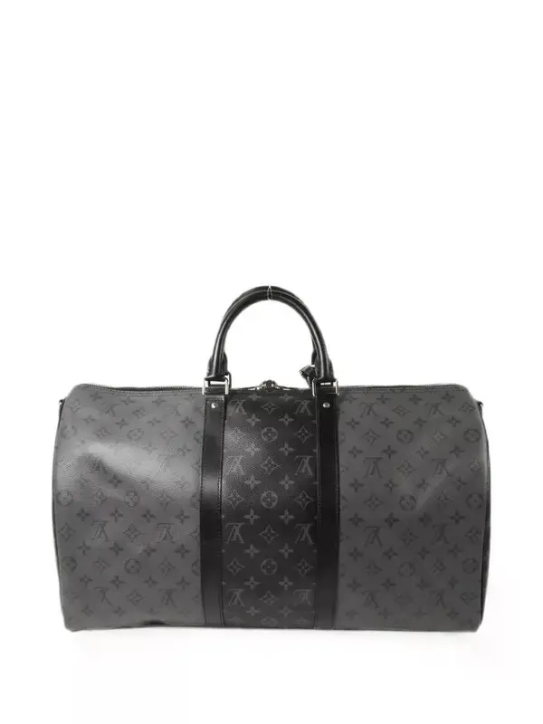 LOUIS VUITTON Keepall Bandouliere 50 Monogram Eclipse Luggage Bag - Grey