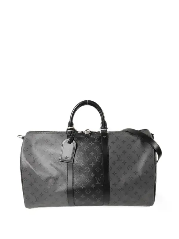 LOUIS VUITTON Keepall Bandouliere 50 Monogram Eclipse Luggage Bag - Grey