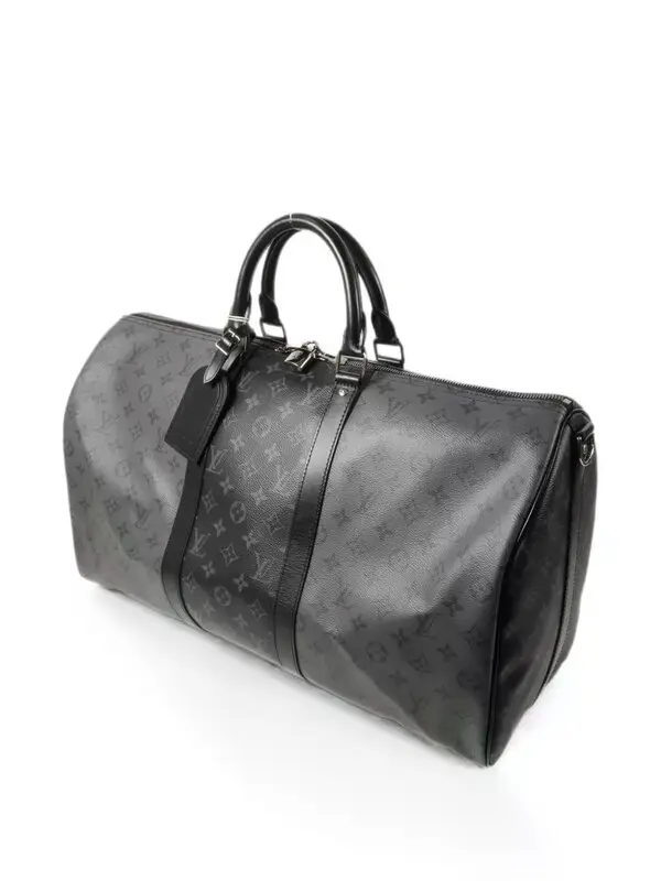 LOUIS VUITTON Keepall Bandouliere 50 Monogram Eclipse Luggage Bag - Grey