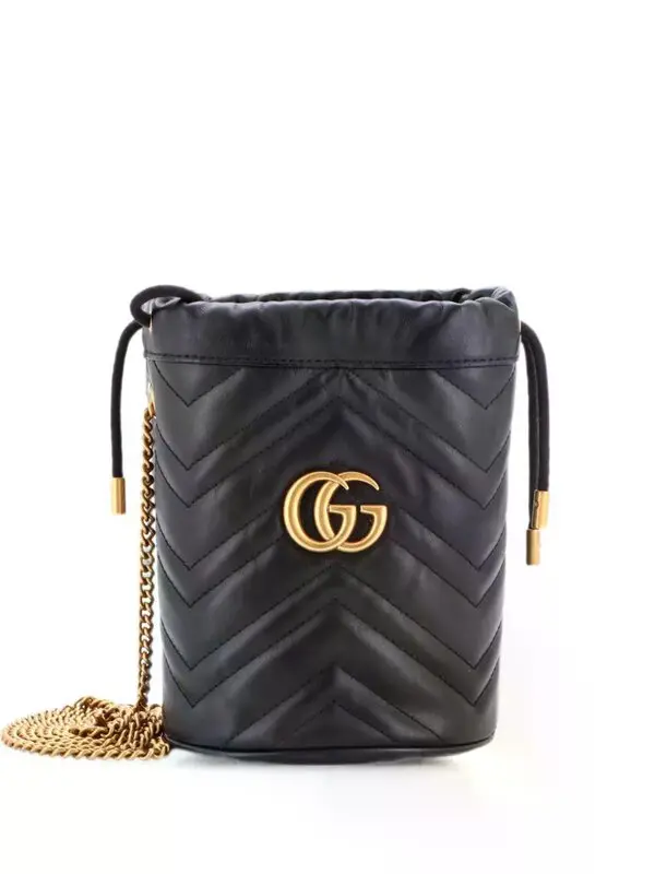 Gucci Gg Marmont Matelassé Leather Mini Bucket Bag - Black