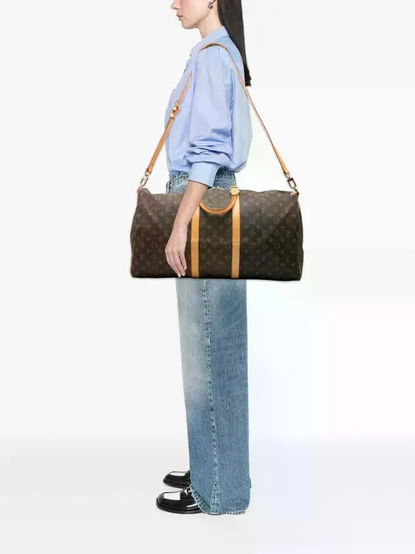 LOUIS VUITTON Monogram Keepall Bandouliere 55 Travel Bag