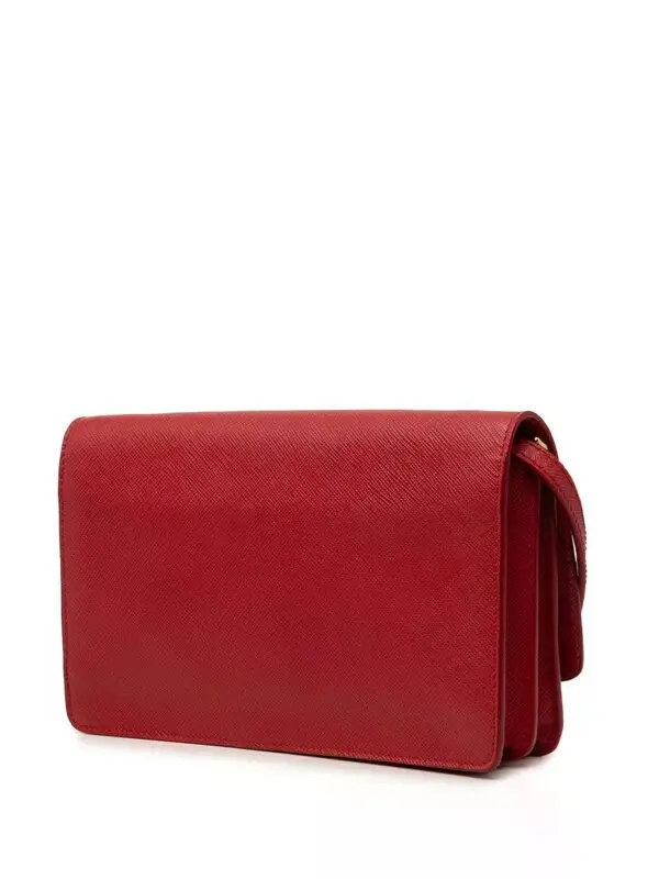 Prada Saffiano Leather Wallet On Strap Bag - Red