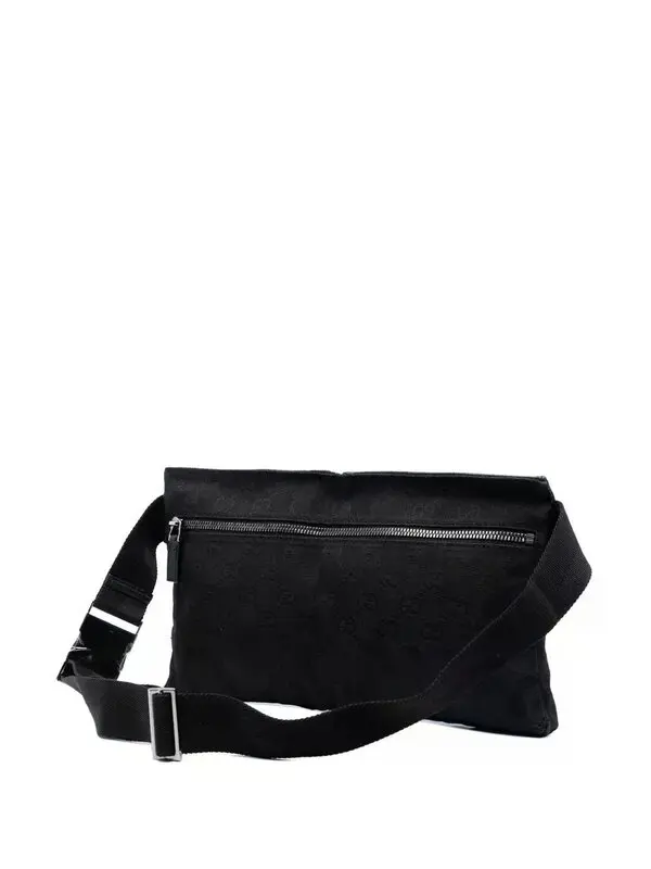 Gucci Gg Canvas Double Pocket Belt Bag - Black