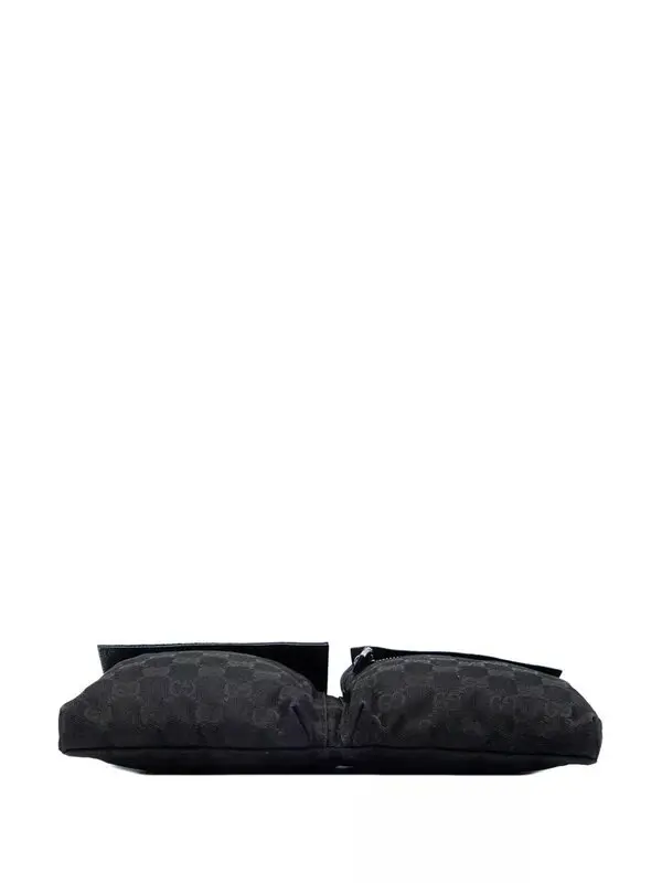 Gucci Gg Canvas Double Pocket Belt Bag - Black