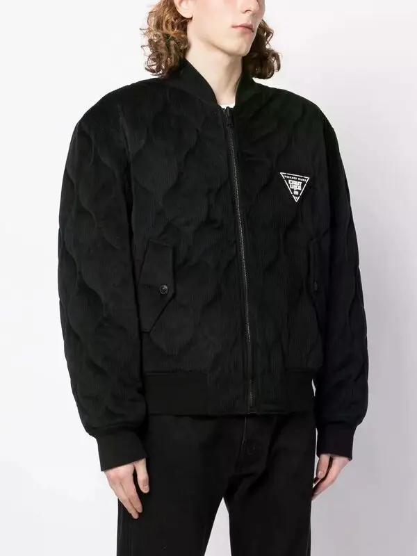 Versace Logo-patch Quilted Bomber Jacket
