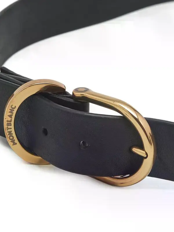 Montblanc Leather Belt With Gold-tone Buckle