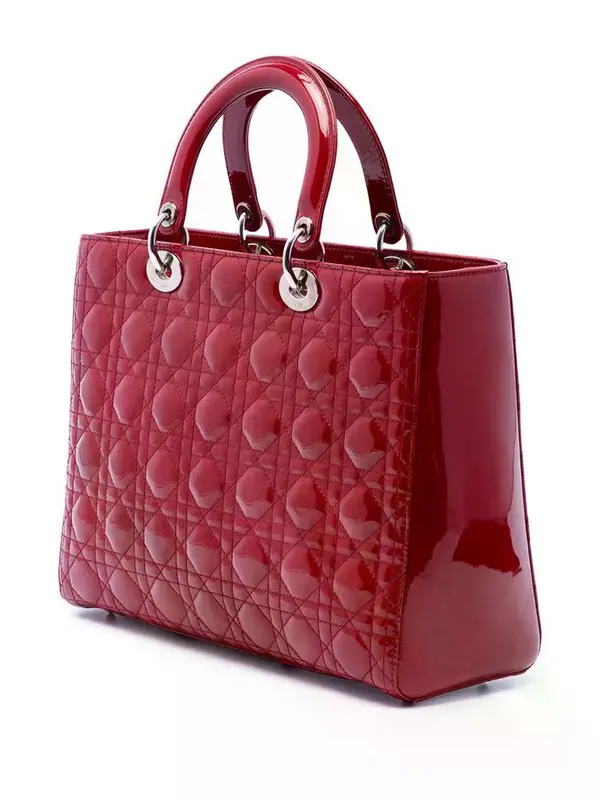 Dior Patent Cannage Lady Satchel - Red