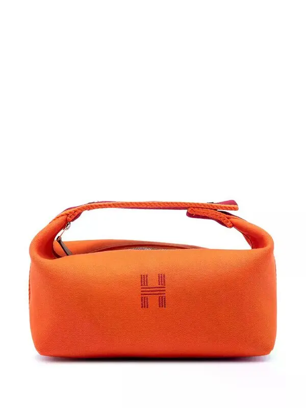 Hermès Toile De Jouy "a Brac" Case Vanity Bag - Orange