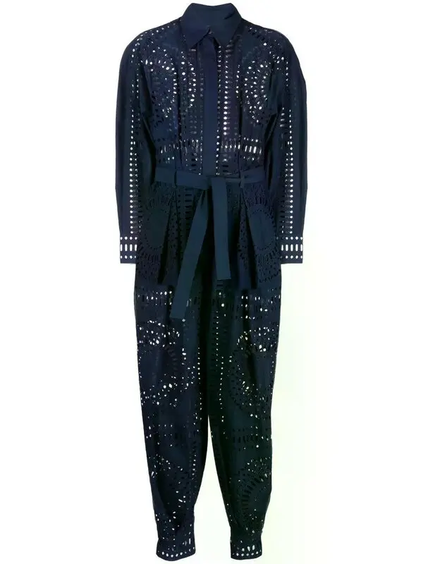 Alberta Ferretti Broderie Anglaise Jumpsuit - Blue