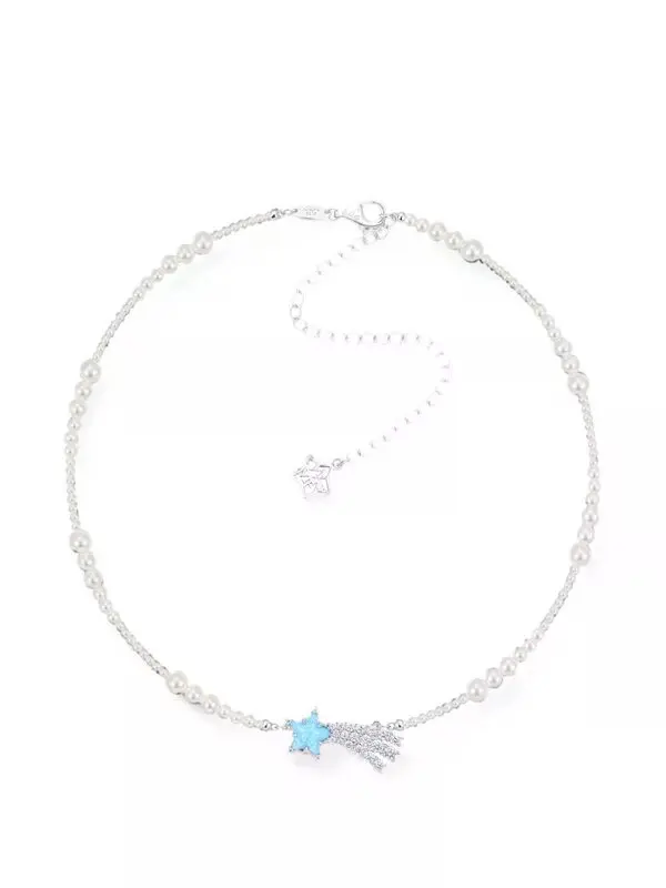 YVMIN Shooting Star Pearl Necklace - Silver