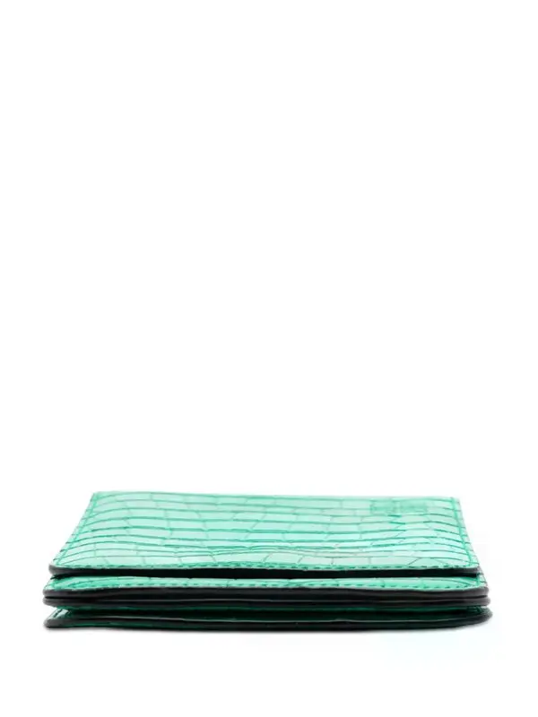 Loewe Croc Embossed Leather Gusset Flat Crossbody Bag - Green
