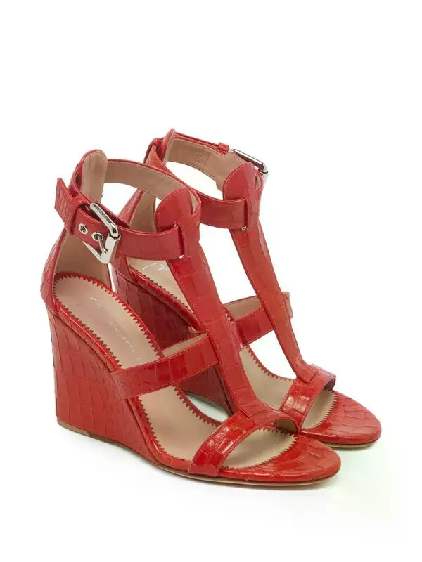 GIUSEPPE ZANOTTI Croc-embossed Leather Sandals