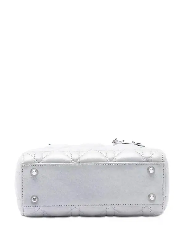 Dior Iridescent Lambskin Lady Satchel - Silver