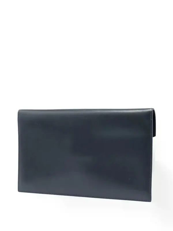 Saint Laurent Smooth Calfskin Monogram Uptown Pouch Clutch Bag - Grey