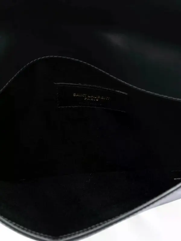 Saint Laurent Smooth Calfskin Monogram Uptown Pouch Clutch Bag - Grey