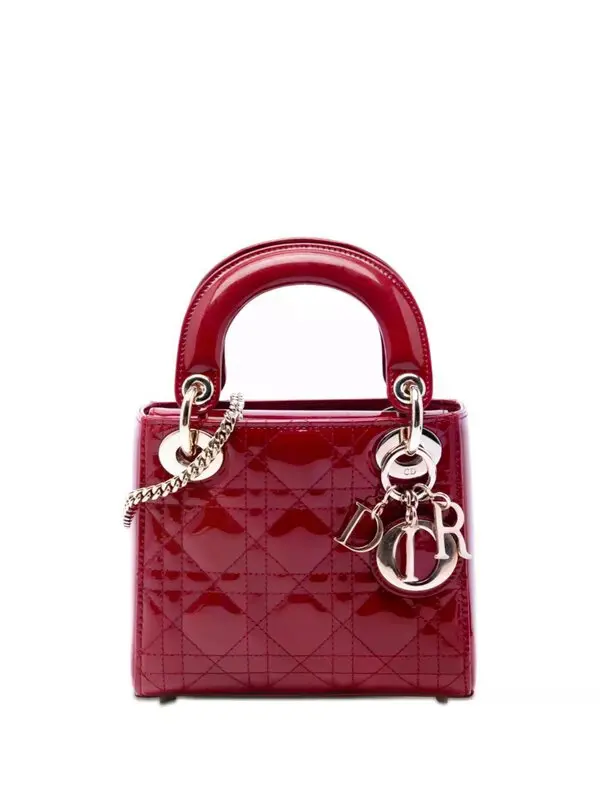 Dior Patent Cannage Lady Satchel - Red