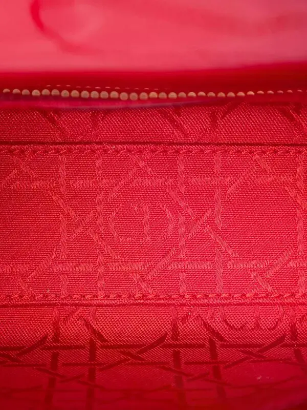 Dior Patent Cannage Lady Satchel - Red