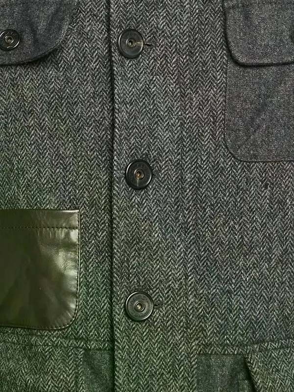 Dsquared2 Herringbone Leather-sleeve Jacket