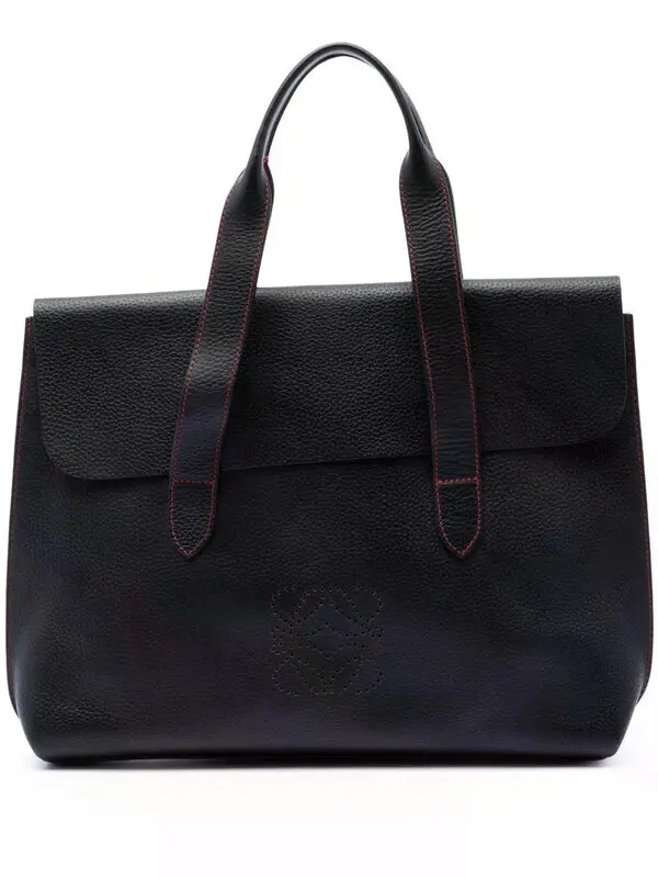Loewe Grained Calfskin Anagram Briefcase - Black