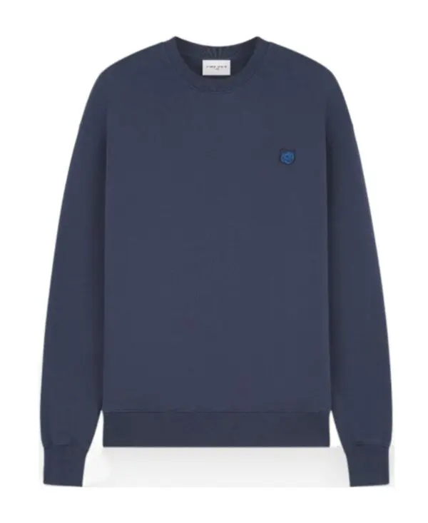 Maison Kitsuné Fox Patch Crewneck Sweatshirt - Blue