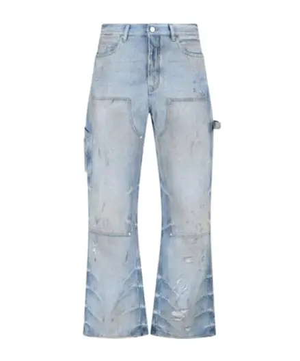 Amiri Distressed Denim Carpenter Trousers - Gray