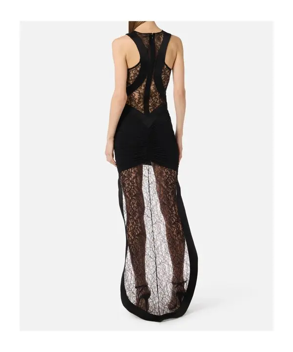 Elisabetta Franchi Lace And Ruched Train Dress