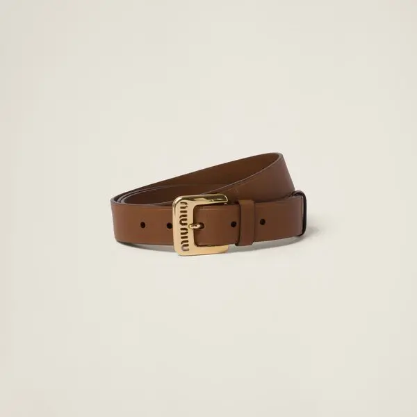 Miu Miu Logo Embossed Buckled Belt