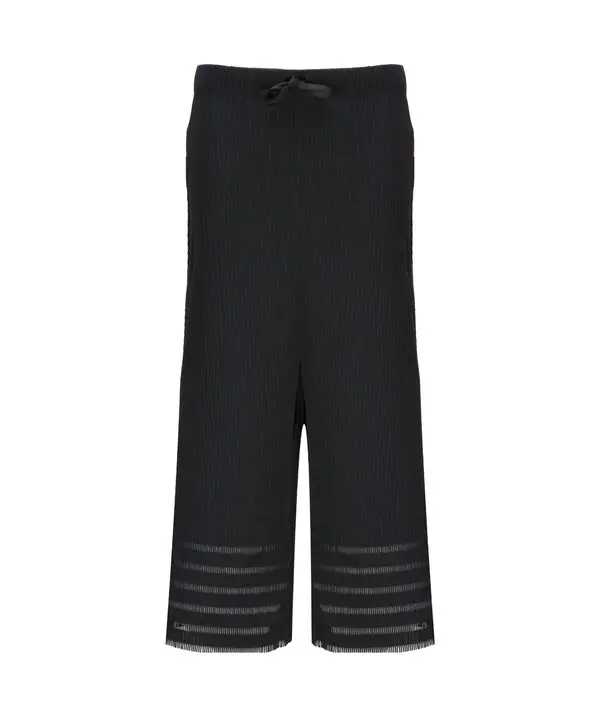 PLEATS PLEASE BY ISSEY MIYAKE Fringed Edge Trousers - Black