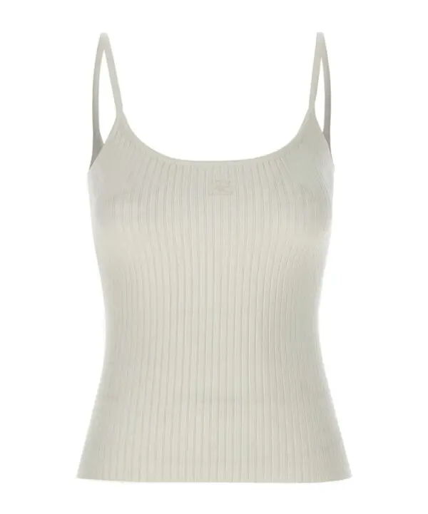 COURREGES Courrèges Ribbed Knit Tank Top - White